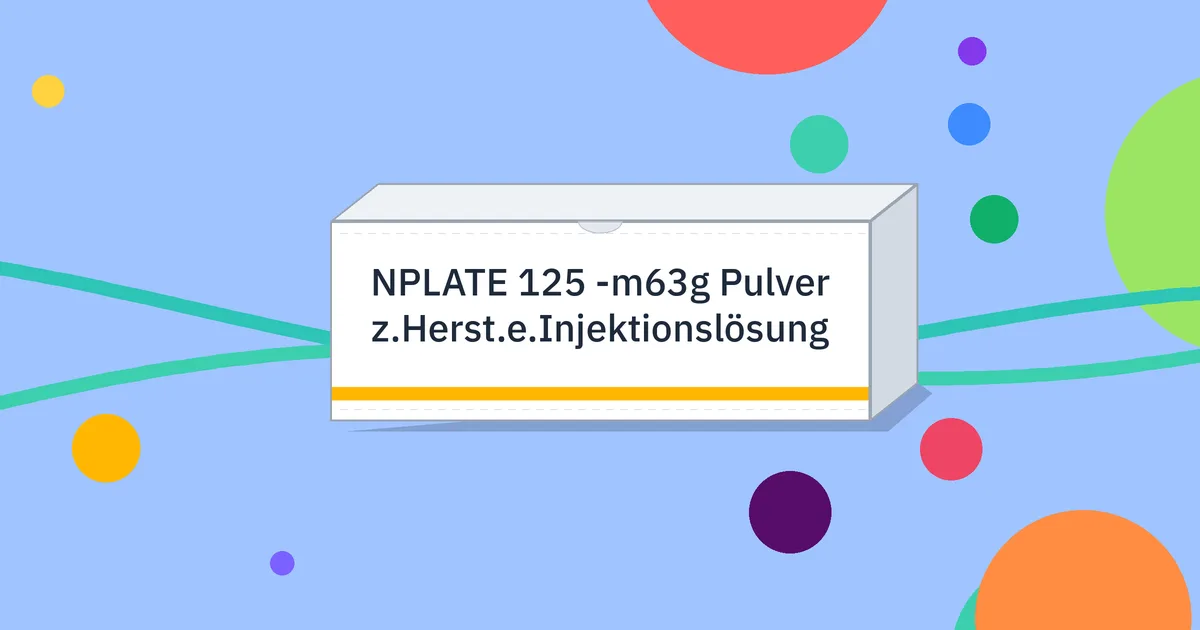 Symbolbild: Packung mit der Aufschrift NPLATE 125 -m63g Pulver z.Herst.e.Injektionslösung (PZN 20006499) – Verfügbarkeit und Bezug in Apotheken in Frankfurt am Main