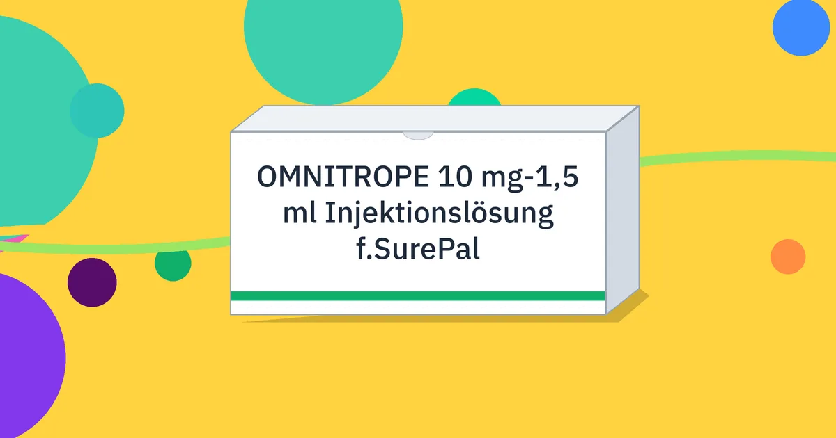 Symbolbild: Packung mit der Aufschrift OMNITROPE 10 mg-1,5 ml Injektionslösung f.SurePal (PZN 17875990) – Verfügbarkeit und Bezug in Apotheken in Frankfurt am Main