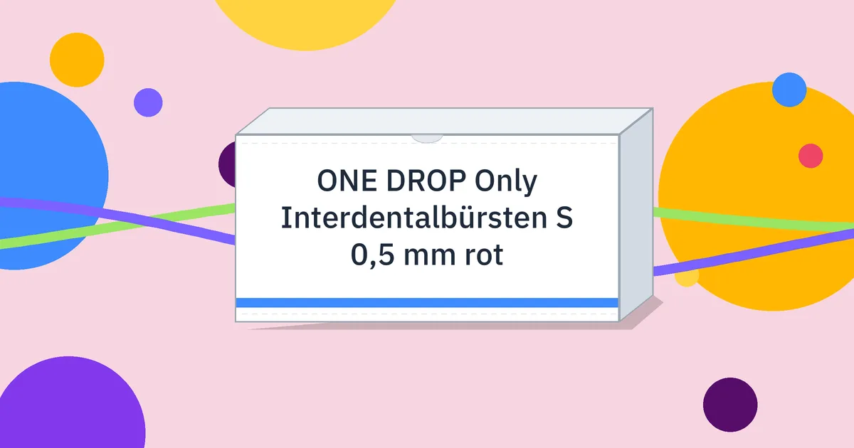 Symbolbild: Packung mit der Aufschrift ONE DROP Only Interdentalbürsten S 0,5 mm rot (PZN 20779681) – Verfügbarkeit und Bezug in Apotheken in Frankfurt am Main