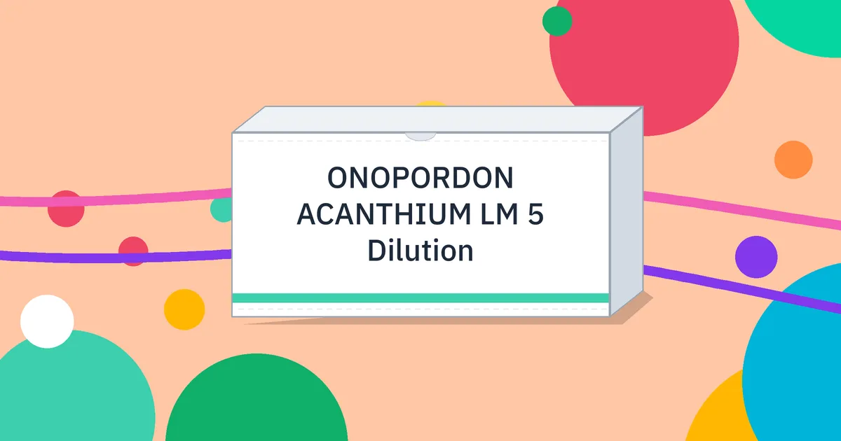 Symbolbild: Packung mit der Aufschrift ONOPORDON ACANTHIUM LM 5 Dilution (PZN 13626089) – Verfügbarkeit und Bezug in Apotheken in Frankfurt am Main