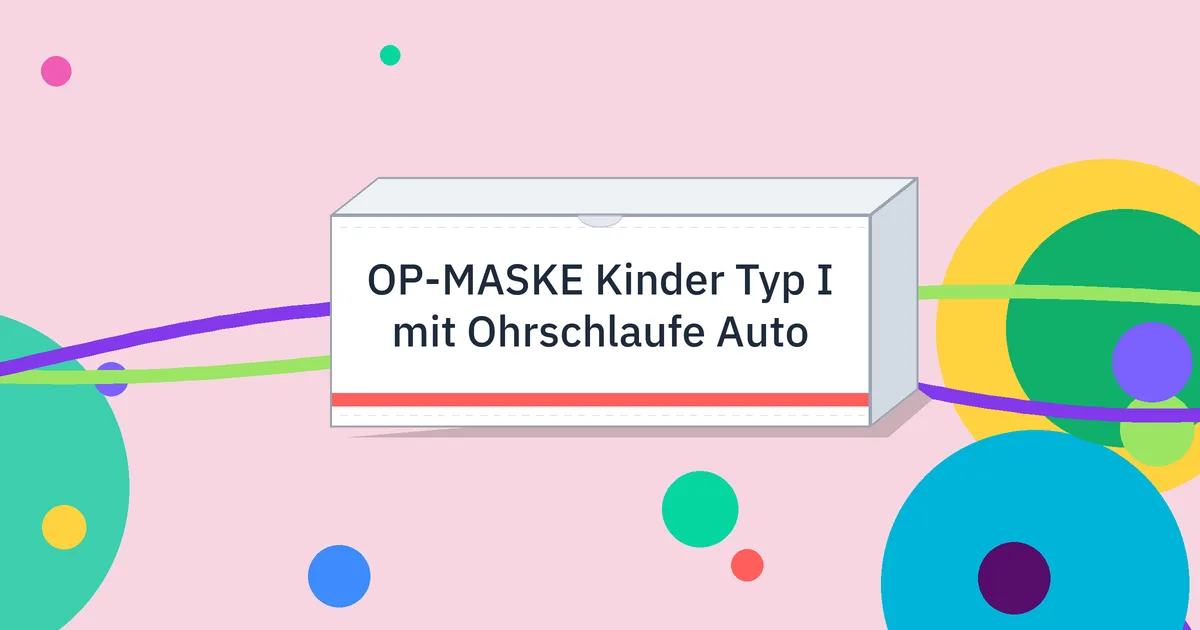 Symbolbild: Packung mit der Aufschrift OP-MASKE Kinder Typ I mit Ohrschlaufe Auto (PZN 17162215) – Verfügbarkeit und Bezug in Apotheken in Frankfurt am Main