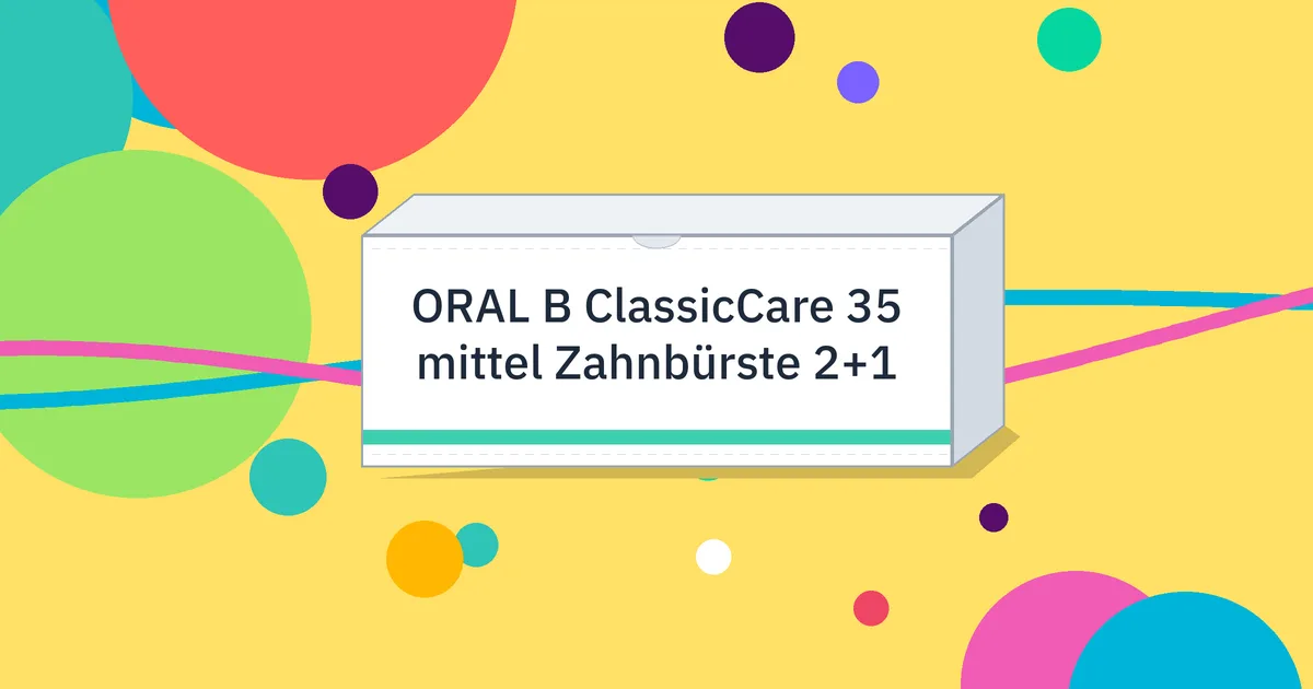 Symbolbild: Packung mit der Aufschrift ORAL B ClassicCare 35 mittel Zahnbürste 2+1 (PZN 06464491) – Verfügbarkeit und Bezug in Apotheken in Frankfurt am Main