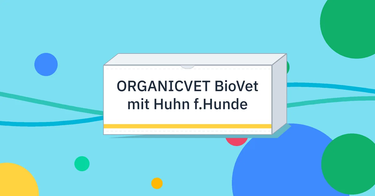 Symbolbild: Packung mit der Aufschrift ORGANICVET BioVet mit Huhn f.Hunde (PZN 10177490) – Verfügbarkeit und Bezug in Apotheken in Frankfurt am Main