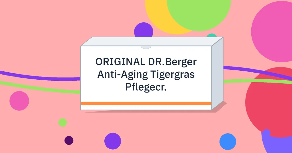 Symbolbild: Packung mit der Aufschrift ORIGINAL DR.Berger Anti-Aging Tigergras Pflegecr. (PZN 13705699) – Verfügbarkeit und Bezug in Apotheken in Frankfurt am Main