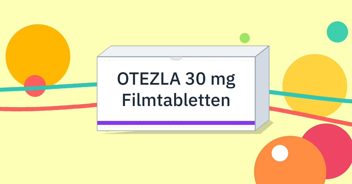 Symbolbild: Packung mit der Aufschrift OTEZLA 30 mg Filmtabletten (PZN 19422198) – Verfügbarkeit und Bezug in Apotheken in Frankfurt am Main