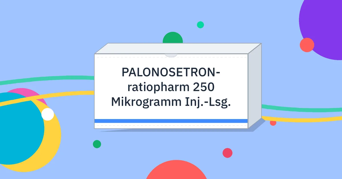 Symbolbild: Packung mit der Aufschrift PALONOSETRON-ratiopharm 250 Mikrogramm Inj.-Lsg. (PZN 11851706) – Verfügbarkeit und Bezug in Apotheken in Frankfurt am Main