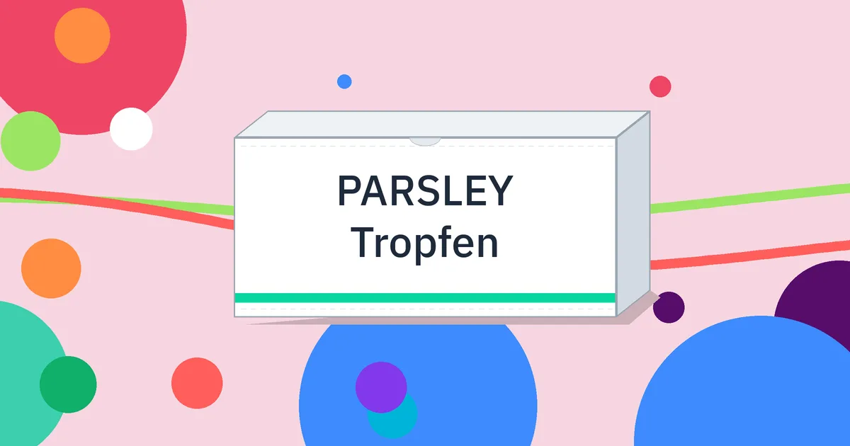 Symbolbild: Packung mit der Aufschrift PARSLEY Tropfen (PZN 16396827) – Verfügbarkeit und Bezug in Apotheken in Frankfurt am Main