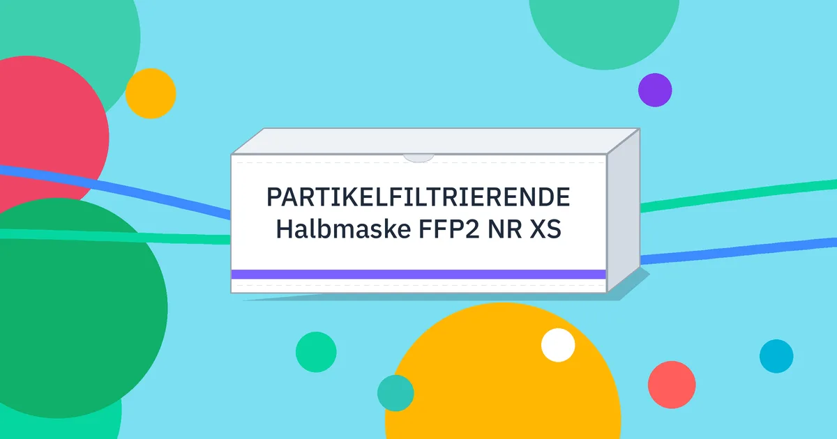 Symbolbild: Packung mit der Aufschrift PARTIKELFILTRIERENDE Halbmaske FFP2 NR XS (PZN 17307056) – Verfügbarkeit und Bezug in Apotheken in Frankfurt am Main