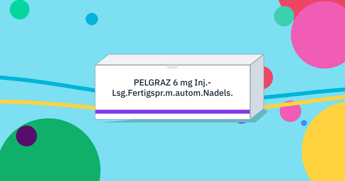 Symbolbild: Packung mit der Aufschrift PELGRAZ 6 mg Inj.-Lsg.Fertigspr.m.autom.Nadels. (PZN 15432886) – Verfügbarkeit und Bezug in Apotheken in Frankfurt am Main