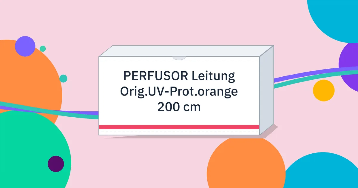 Symbolbild: Packung mit der Aufschrift PERFUSOR Leitung Orig.UV-Prot.orange 200 cm (PZN 11669829) – Verfügbarkeit und Bezug in Apotheken in Frankfurt am Main