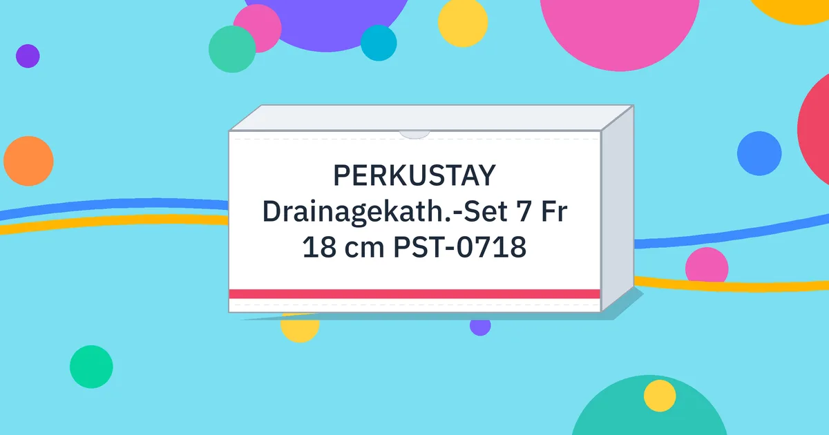 Symbolbild: Packung mit der Aufschrift PERKUSTAY Drainagekath.-Set 7 Fr 18 cm PST-0718 (PZN 14186014) – Verfügbarkeit und Bezug in Apotheken in Frankfurt am Main