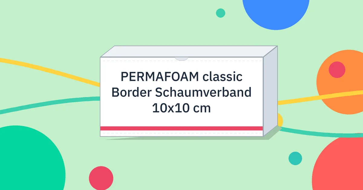 Symbolbild: Packung mit der Aufschrift PERMAFOAM classic Border Schaumverband 10x10 cm (PZN 16728927) – Verfügbarkeit und Bezug in Apotheken in Frankfurt am Main