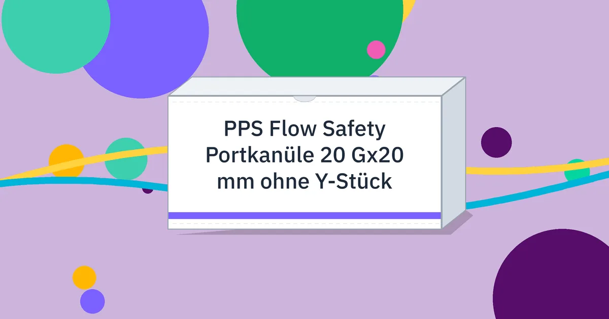Symbolbild: Packung mit der Aufschrift PPS Flow Safety Portkanüle 20 Gx20 mm ohne Y-Stück (PZN 10073804) – Verfügbarkeit und Bezug in Apotheken in Frankfurt am Main