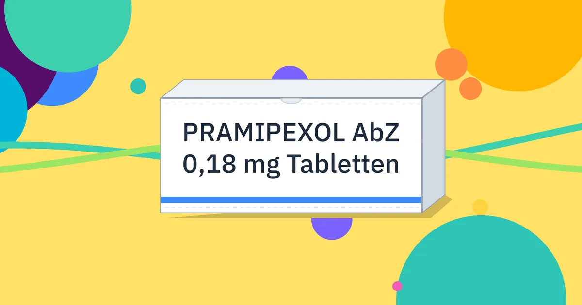 Symbolbild: Packung mit der Aufschrift PRAMIPEXOL AbZ 0,18 mg Tabletten (PZN 06489545) – Verfügbarkeit und Bezug in Apotheken in Frankfurt am Main