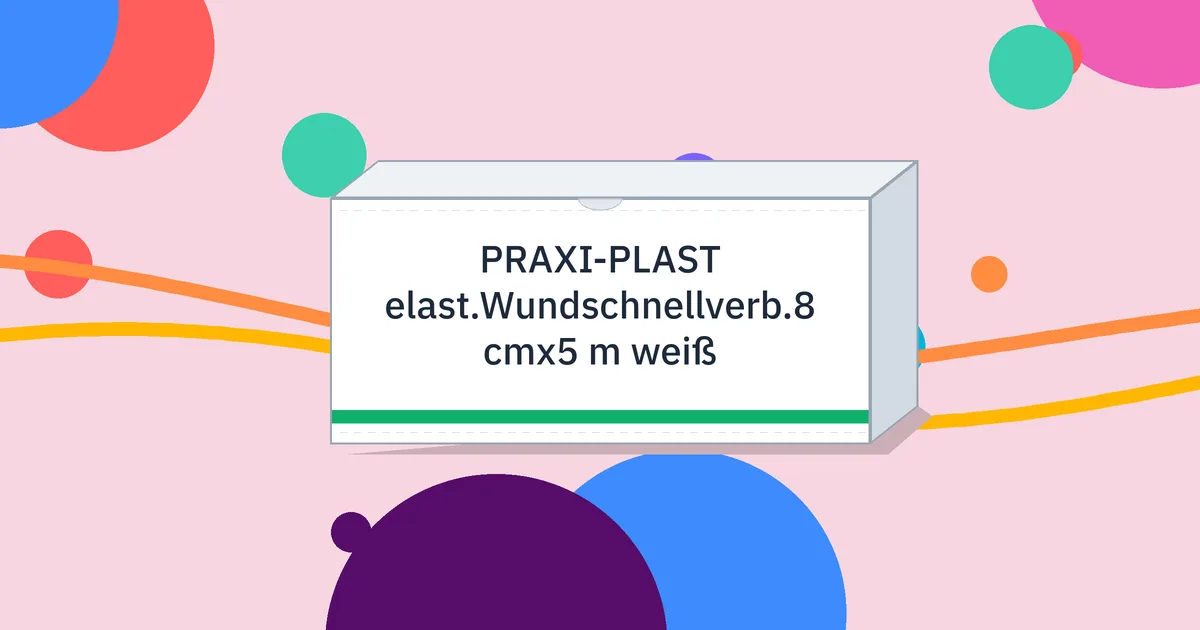 Symbolbild: Packung mit der Aufschrift PRAXI-PLAST elast.Wundschnellverb.8 cmx5 m weiß (PZN 12827578) – Verfügbarkeit und Bezug in Apotheken in Frankfurt am Main