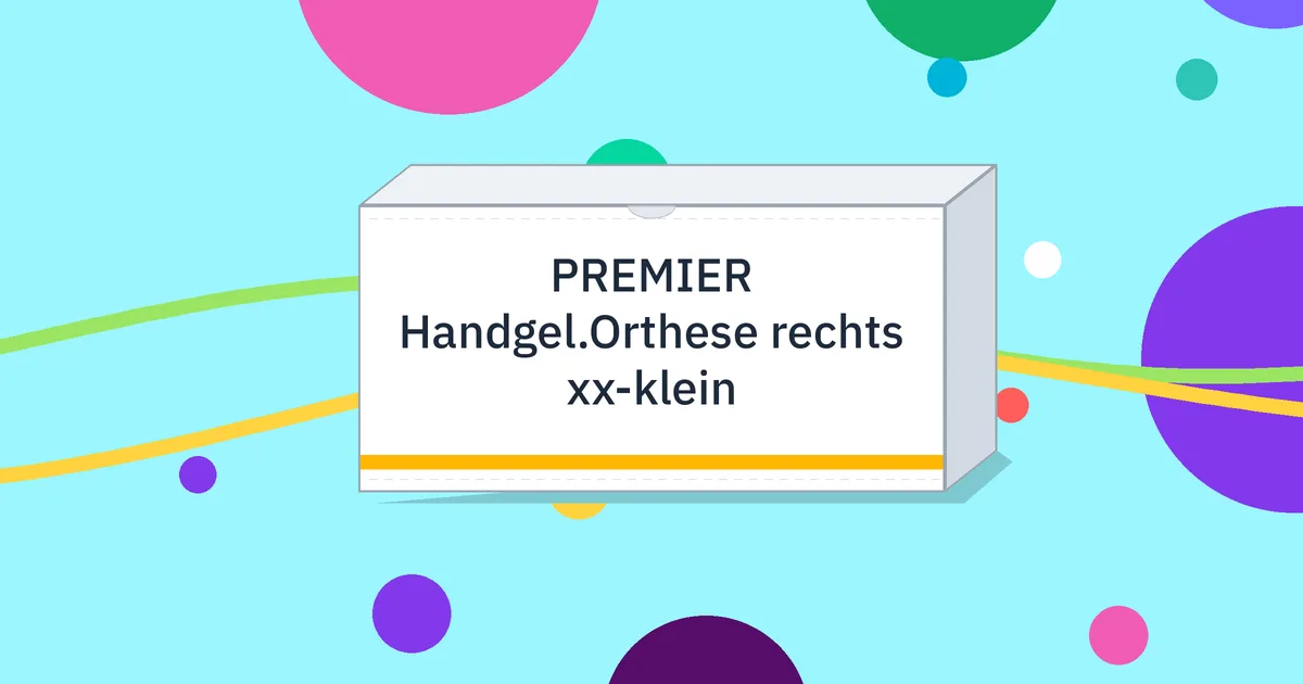 Symbolbild: Packung mit der Aufschrift PREMIER Handgel.Orthese rechts xx-klein (PZN 04497167) – Verfügbarkeit und Bezug in Apotheken in Frankfurt am Main