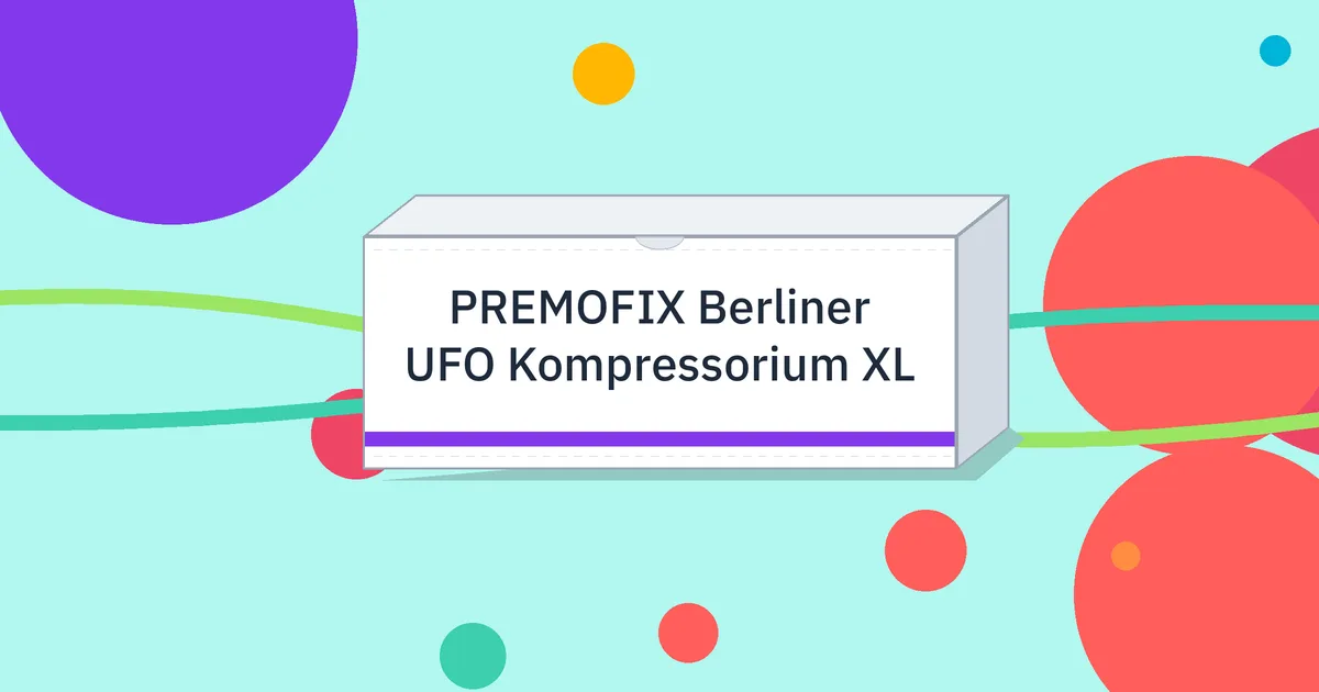 Symbolbild: Packung mit der Aufschrift PREMOFIX Berliner UFO Kompressorium XL (PZN 11094381) – Verfügbarkeit und Bezug in Apotheken in Frankfurt am Main
