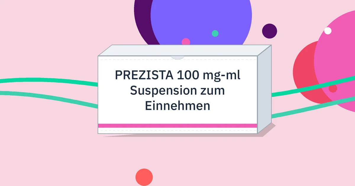 Symbolbild: Packung mit der Aufschrift PREZISTA 100 mg-ml Suspension zum Einnehmen (PZN 10101305) – Verfügbarkeit und Bezug in Apotheken in Frankfurt am Main
