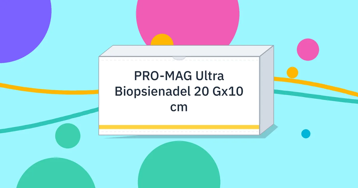 Symbolbild: Packung mit der Aufschrift PRO-MAG Ultra Biopsienadel 20 Gx10 cm (PZN 06769150) – Verfügbarkeit und Bezug in Apotheken in Frankfurt am Main