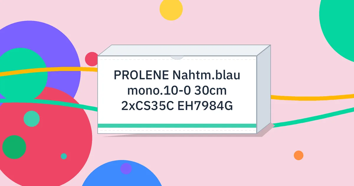 Symbolbild: Packung mit der Aufschrift PROLENE Nahtm.blau mono.10-0 30cm 2xCS35C EH7984G (PZN 20895743) – Verfügbarkeit und Bezug in Apotheken in Frankfurt am Main