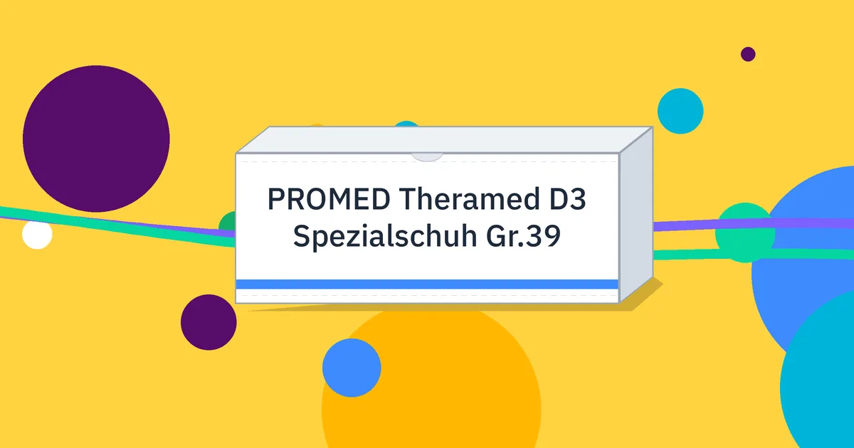 Symbolbild: Packung mit der Aufschrift PROMED Theramed D3 Spezialschuh Gr.39 (PZN 05482305) – Verfügbarkeit und Bezug in Apotheken in Frankfurt am Main