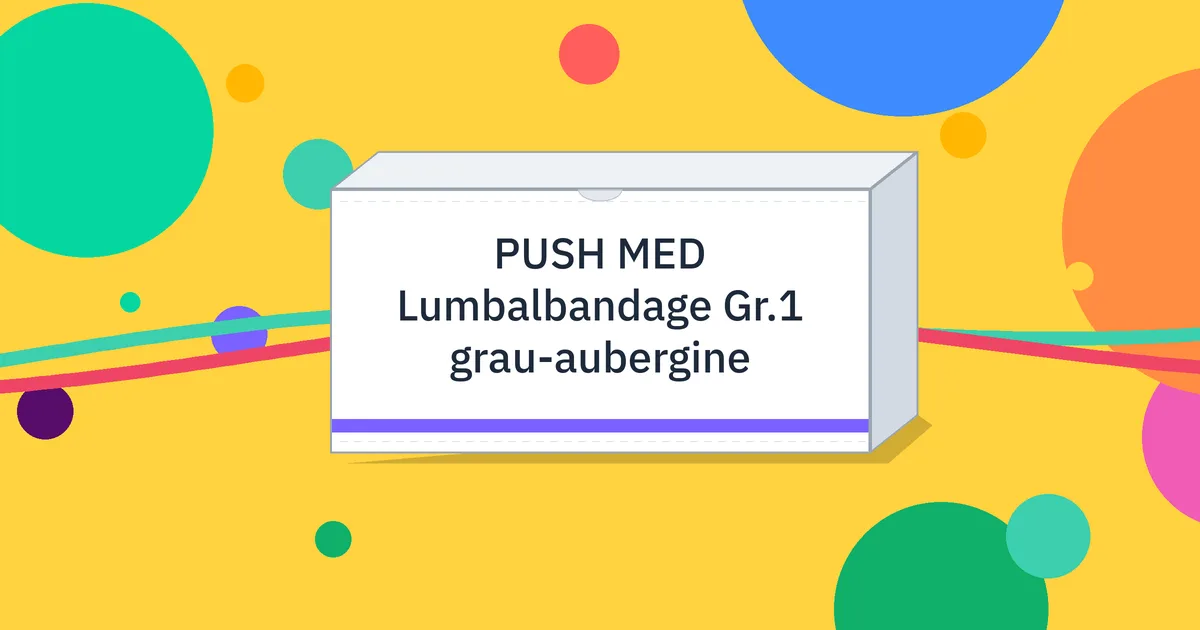 Symbolbild: Packung mit der Aufschrift PUSH MED Lumbalbandage Gr.1 grau-aubergine (PZN 04859009) – Verfügbarkeit und Bezug in Apotheken in Frankfurt am Main