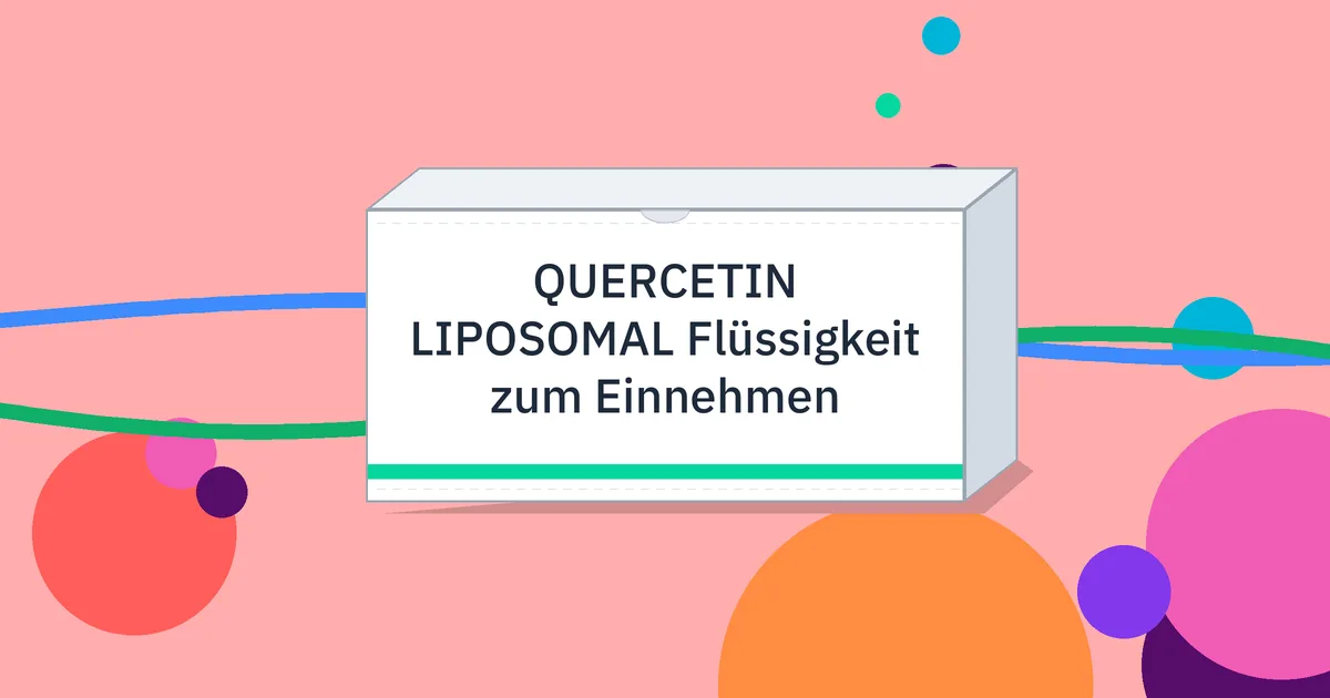 Symbolbild: Packung mit der Aufschrift QUERCETIN LIPOSOMAL Flüssigkeit zum Einnehmen (PZN 20374234) – Verfügbarkeit und Bezug in Apotheken in Frankfurt am Main