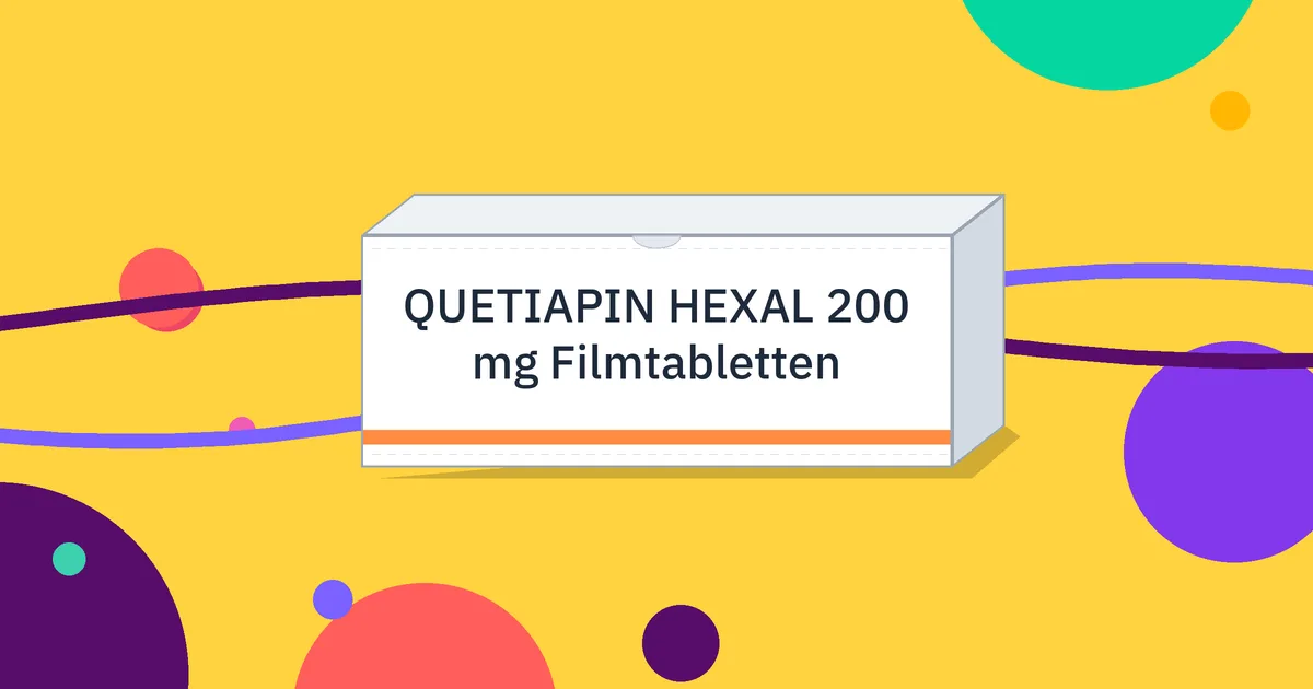 Symbolbild: Packung mit der Aufschrift QUETIAPIN HEXAL 200 mg Filmtabletten (PZN 09422688) – Verfügbarkeit und Bezug in Apotheken in Frankfurt am Main