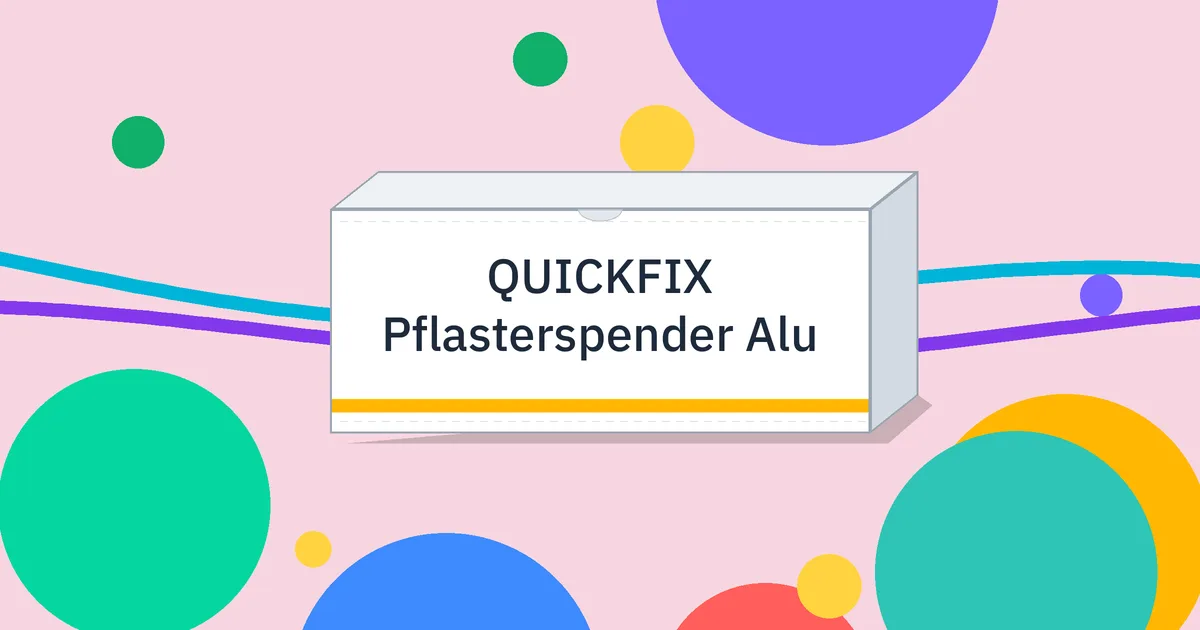 Symbolbild: Packung mit der Aufschrift QUICKFIX Pflasterspender Alu (PZN 15570909) – Verfügbarkeit und Bezug in Apotheken in Frankfurt am Main