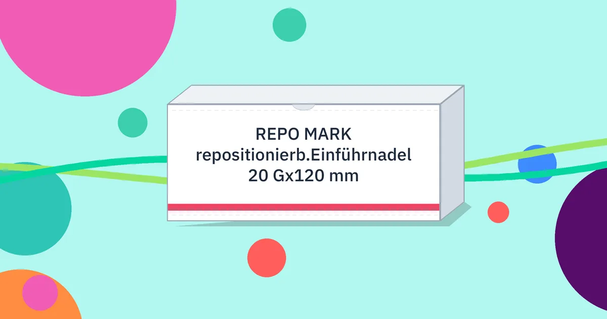 Symbolbild: Packung mit der Aufschrift REPO MARK repositionierb.Einführnadel 20 Gx120 mm (PZN 16920783) – Verfügbarkeit und Bezug in Apotheken in Frankfurt am Main