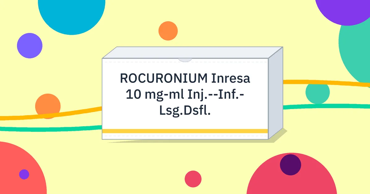 Symbolbild: Packung mit der Aufschrift ROCURONIUM Inresa 10 mg-ml Inj.--Inf.-Lsg.Dsfl. (PZN 08409817) – Verfügbarkeit und Bezug in Apotheken in Frankfurt am Main