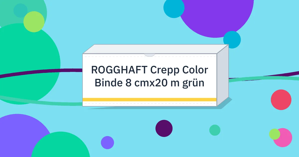 Symbolbild: Packung mit der Aufschrift ROGGHAFT Crepp Color Binde 8 cmx20 m grün (PZN 08419425) – Verfügbarkeit und Bezug in Apotheken in Frankfurt am Main