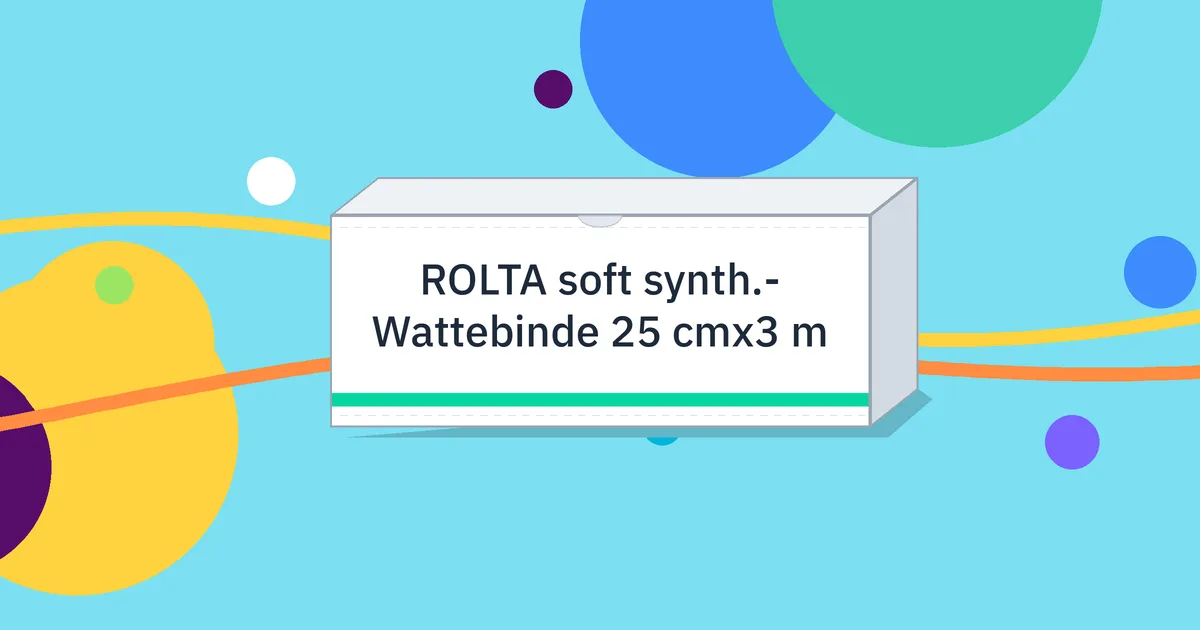 Symbolbild: Packung mit der Aufschrift ROLTA soft synth.-Wattebinde 25 cmx3 m (PZN 02757434) – Verfügbarkeit und Bezug in Apotheken in Frankfurt am Main