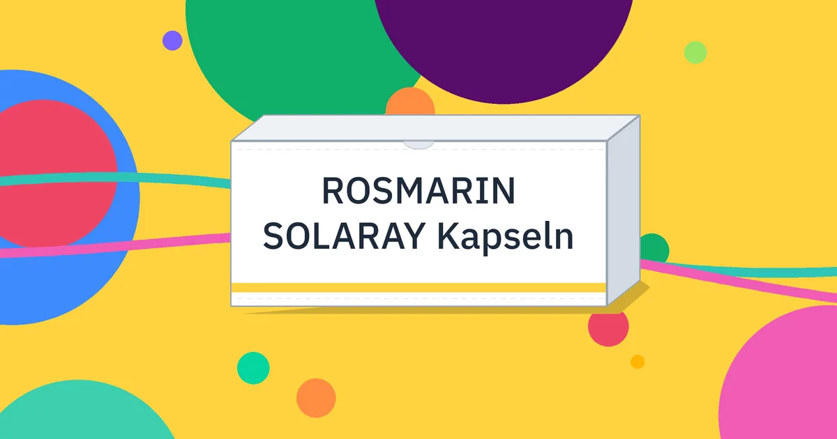 Symbolbild: Packung mit der Aufschrift ROSMARIN SOLARAY Kapseln (PZN 17254650) – Verfügbarkeit und Bezug in Apotheken in Frankfurt am Main