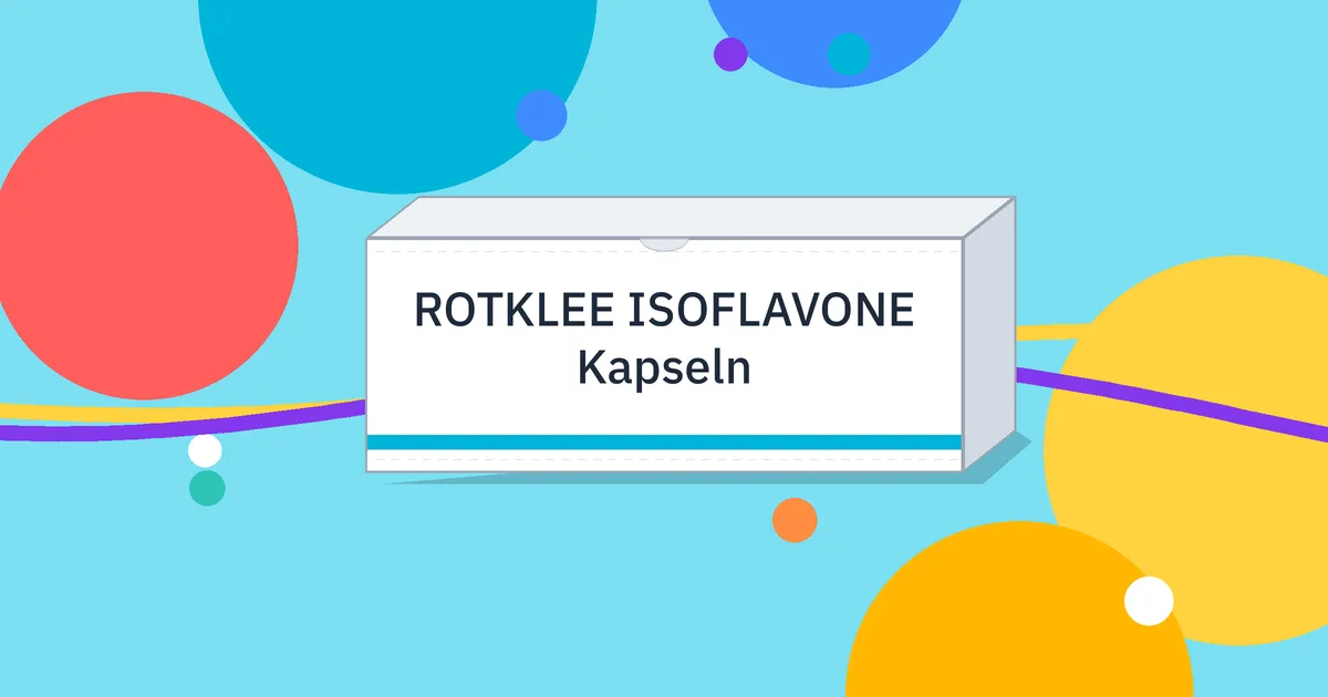 Symbolbild: Packung mit der Aufschrift ROTKLEE ISOFLAVONE Kapseln (PZN 02708915) – Verfügbarkeit und Bezug in Apotheken in Frankfurt am Main