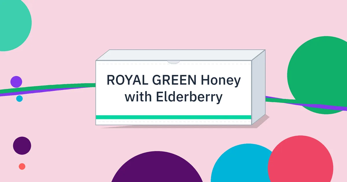 Symbolbild: Packung mit der Aufschrift ROYAL GREEN Honey with Elderberry (PZN 16504435) – Verfügbarkeit und Bezug in Apotheken in Frankfurt am Main