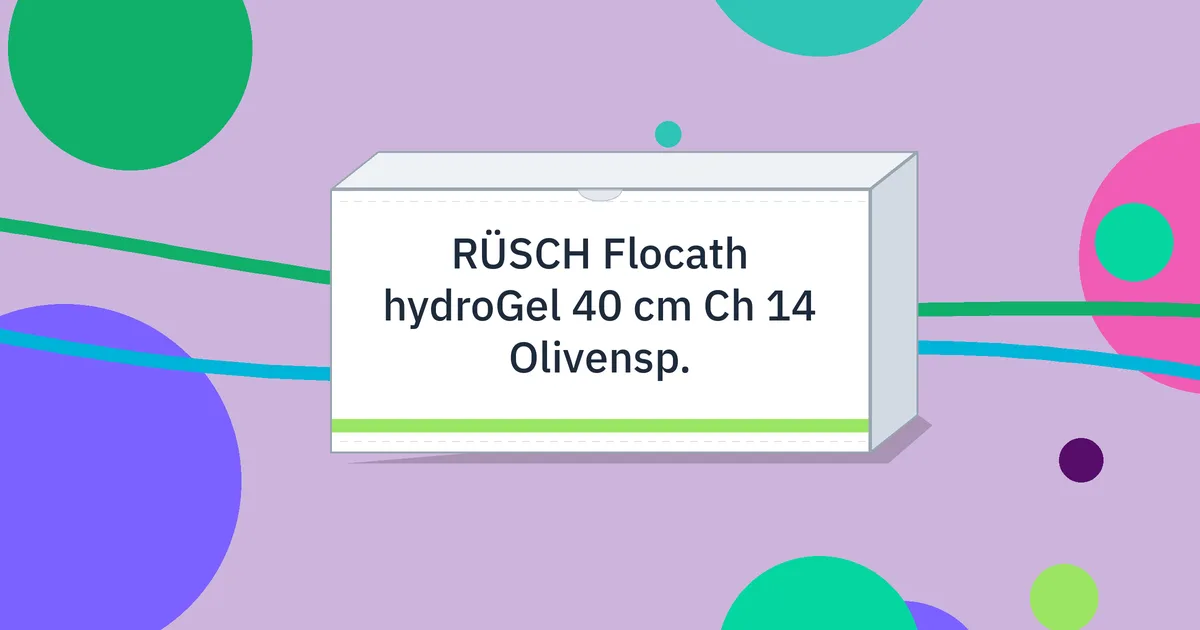 Symbolbild: Packung mit der Aufschrift RÜSCH Flocath hydroGel 40 cm Ch 14 Olivensp. (PZN 02163232) – Verfügbarkeit und Bezug in Apotheken in Frankfurt am Main