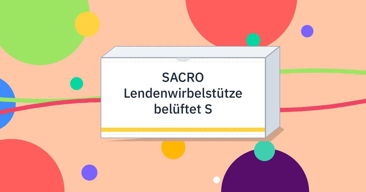 Symbolbild: Packung mit der Aufschrift SACRO Lendenwirbelstütze belüftet S (PZN 19071209) – Verfügbarkeit und Bezug in Apotheken in Frankfurt am Main