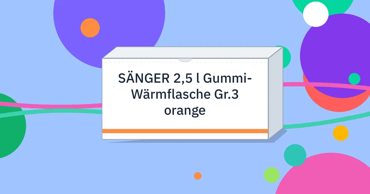 Symbolbild: Packung mit der Aufschrift SÄNGER 2,5 l Gummi-Wärmflasche Gr.3 orange (PZN 02189674) – Verfügbarkeit und Bezug in Apotheken in Frankfurt am Main
