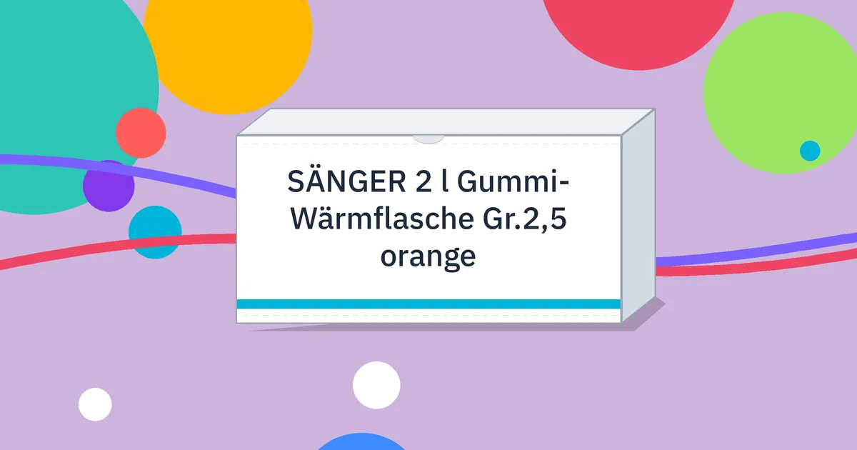 Symbolbild: Packung mit der Aufschrift SÄNGER 2 l Gummi-Wärmflasche Gr.2,5 orange (PZN 02189697) – Verfügbarkeit und Bezug in Apotheken in Frankfurt am Main