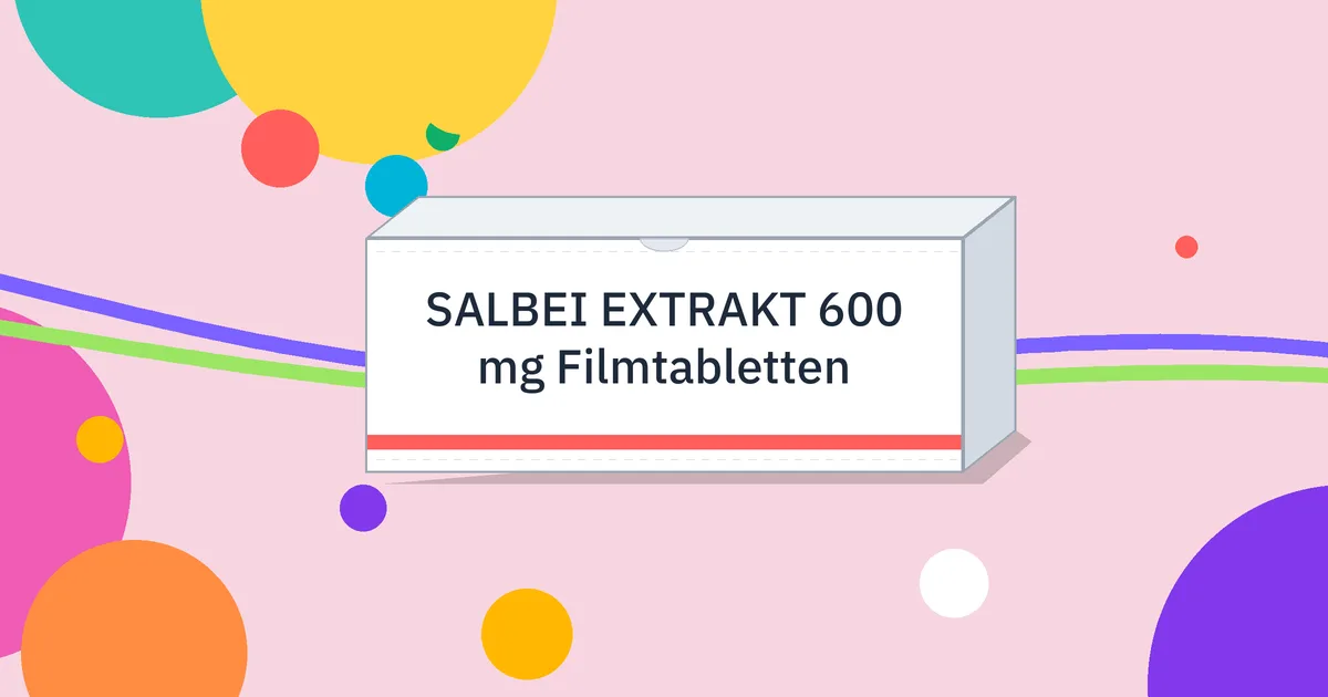 Symbolbild: Packung mit der Aufschrift SALBEI EXTRAKT 600 mg Filmtabletten (PZN 20895387) – Verfügbarkeit und Bezug in Apotheken in Frankfurt am Main