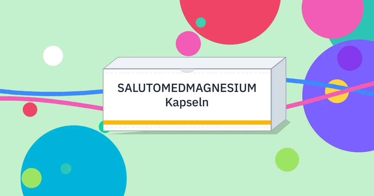 Symbolbild: Packung mit der Aufschrift SALUTOMEDMAGNESIUM Kapseln (PZN 13156318) – Verfügbarkeit und Bezug in Apotheken in Frankfurt am Main