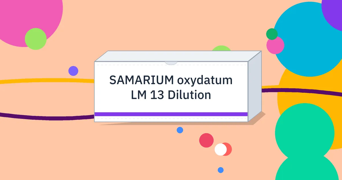 Symbolbild: Packung mit der Aufschrift SAMARIUM oxydatum LM 13 Dilution (PZN 13682610) – Verfügbarkeit und Bezug in Apotheken in Frankfurt am Main
