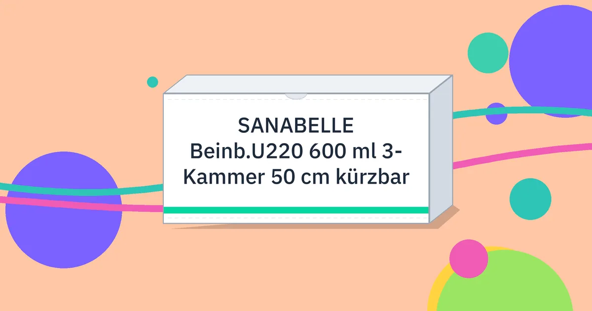 Symbolbild: Packung mit der Aufschrift SANABELLE Beinb.U220 600 ml 3-Kammer 50 cm kürzbar (PZN 13920191) – Verfügbarkeit und Bezug in Apotheken in Frankfurt am Main