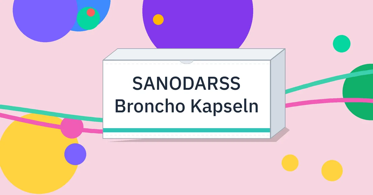 Symbolbild: Packung mit der Aufschrift SANODARSS Broncho Kapseln (PZN 17885824) – Verfügbarkeit und Bezug in Apotheken in Frankfurt am Main