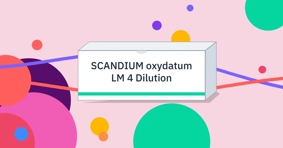 Symbolbild: Packung mit der Aufschrift SCANDIUM oxydatum LM 4 Dilution (PZN 13183427) – Verfügbarkeit und Bezug in Apotheken in Frankfurt am Main
