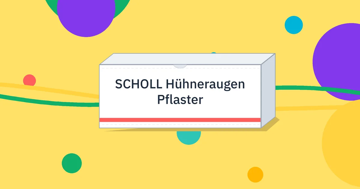 Symbolbild: Packung mit der Aufschrift SCHOLL Hühneraugen Pflaster (PZN 11136145) – Verfügbarkeit und Bezug in Apotheken in Frankfurt am Main