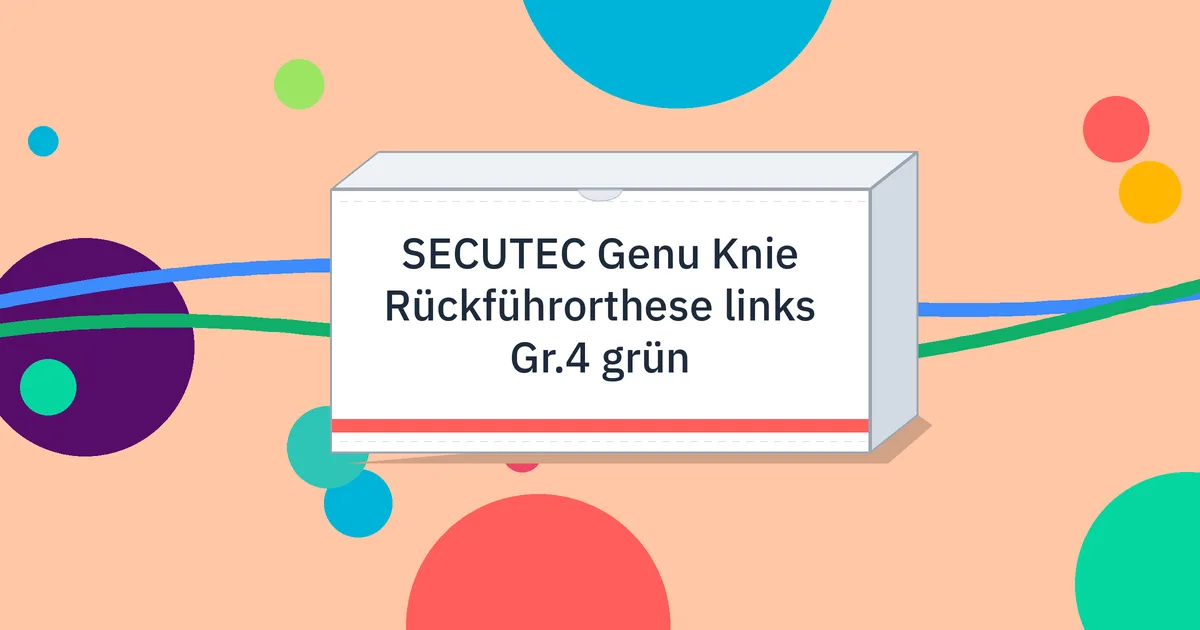 Symbolbild: Packung mit der Aufschrift SECUTEC Genu Knie Rückführorthese links Gr.4 grün (PZN 12511102) – Verfügbarkeit und Bezug in Apotheken in Frankfurt am Main