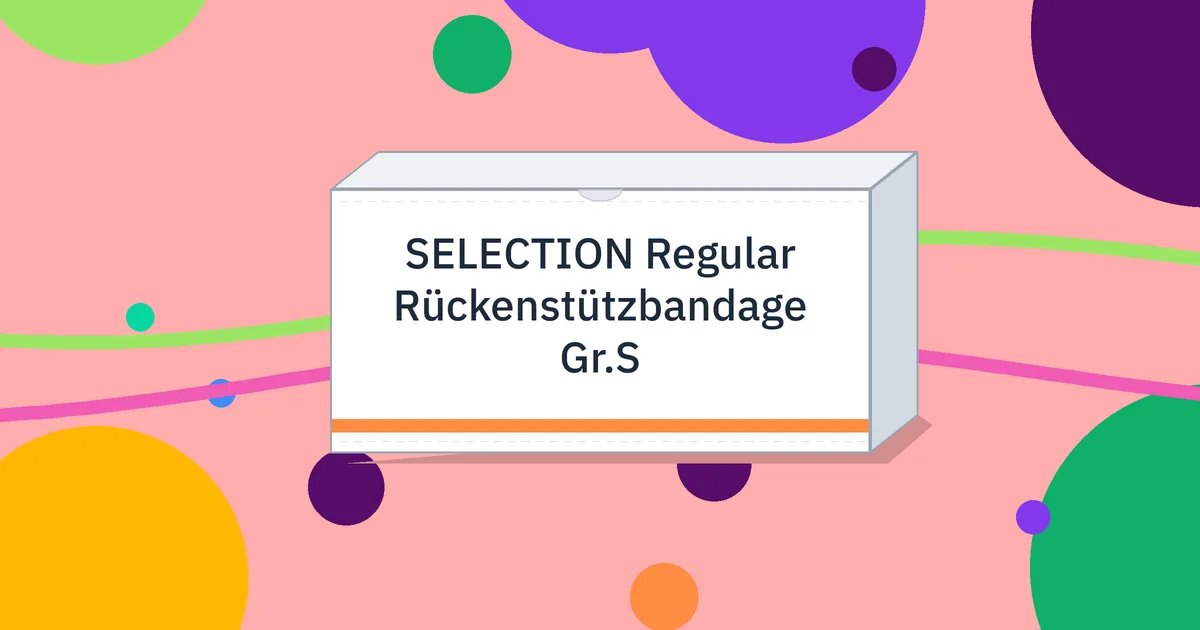Symbolbild: Packung mit der Aufschrift SELECTION Regular Rückenstützbandage Gr.S (PZN 19133502) – Verfügbarkeit und Bezug in Apotheken in Frankfurt am Main