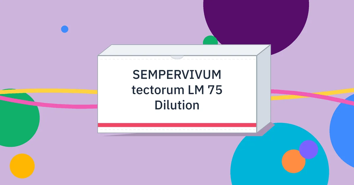 Symbolbild: Packung mit der Aufschrift SEMPERVIVUM tectorum LM 75 Dilution (PZN 13186472) – Verfügbarkeit und Bezug in Apotheken in Frankfurt am Main